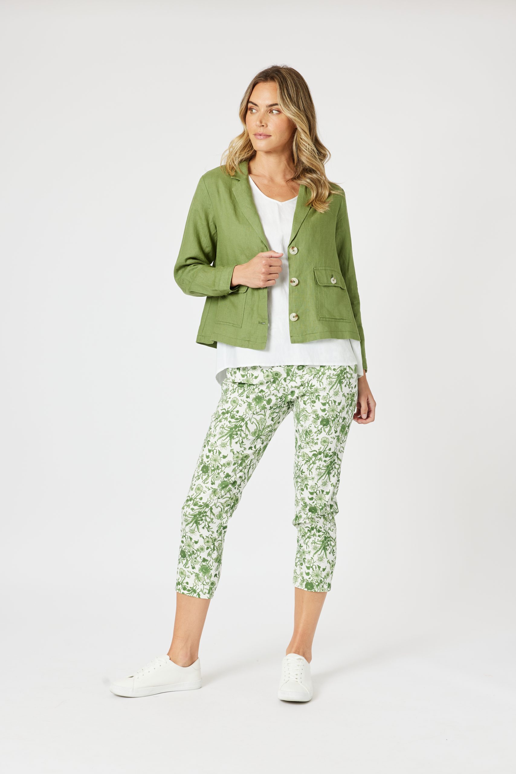 Danielle Cropped Linen Blazer - Showies Boutique